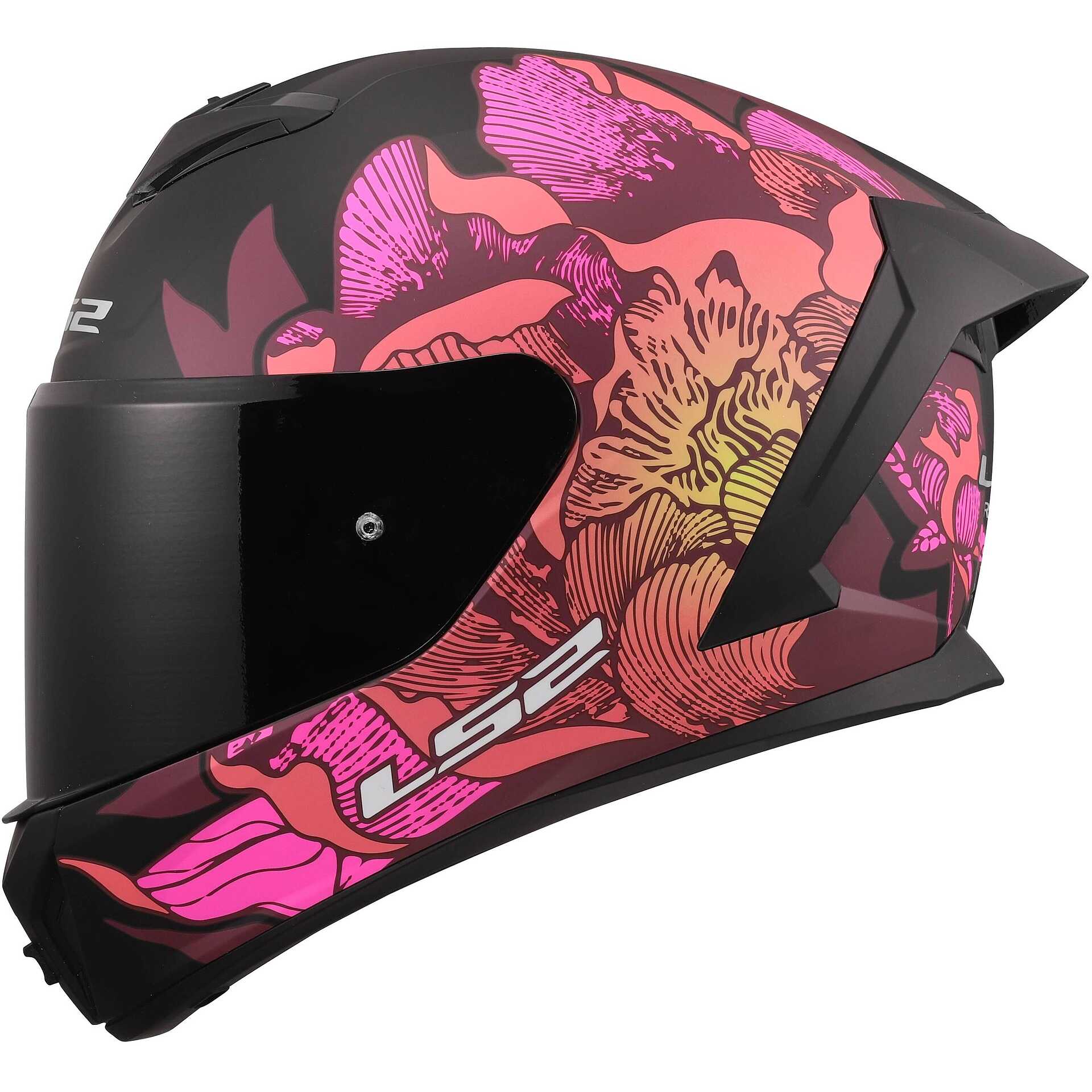 LS2 FF820 RAPID III POPPIES II Full Face Motorcycle Helmet Black Pink ...