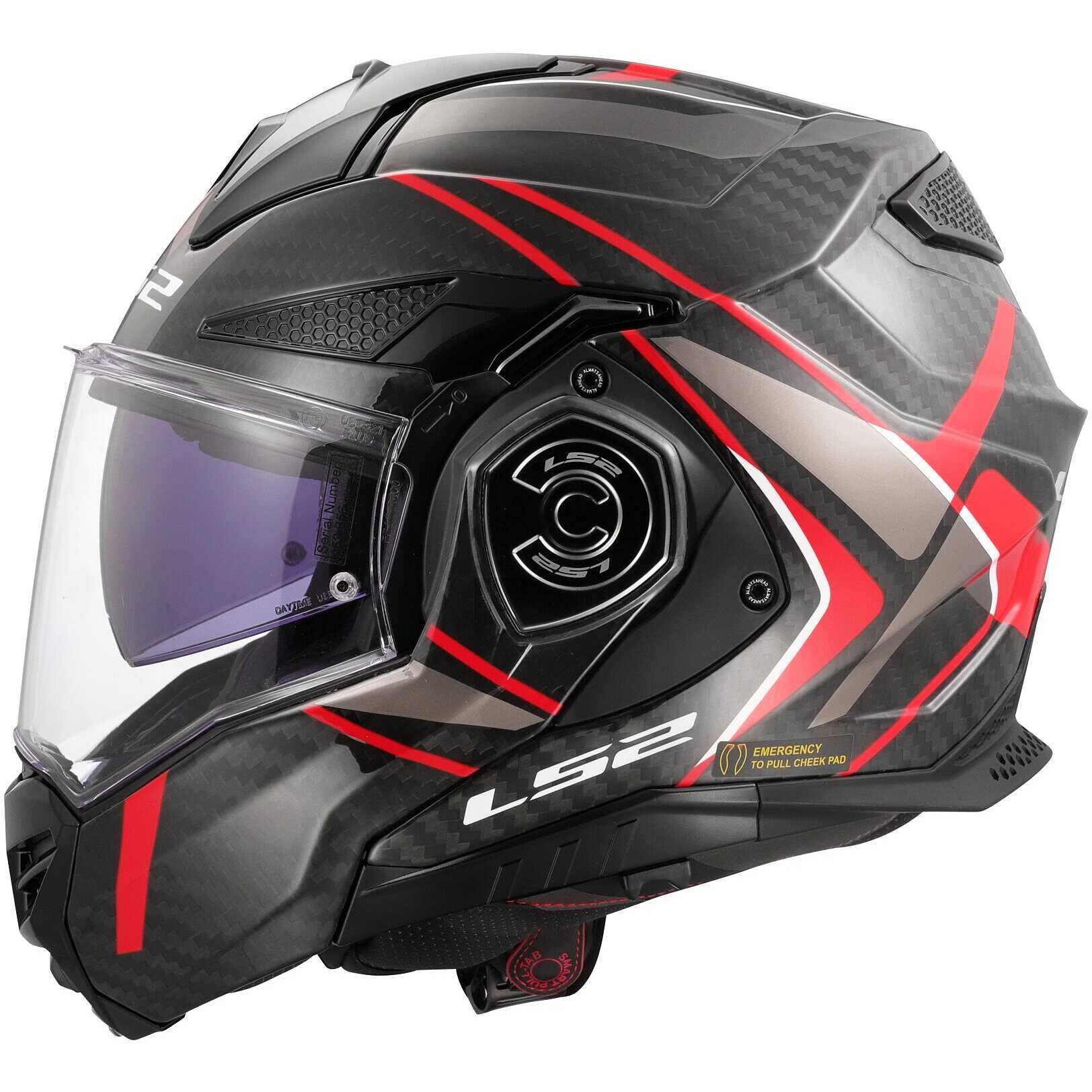 LS2 FF901 ADVANT XC FUTURE II Red Carbon Modular P/J Motorcycle Helmet ...