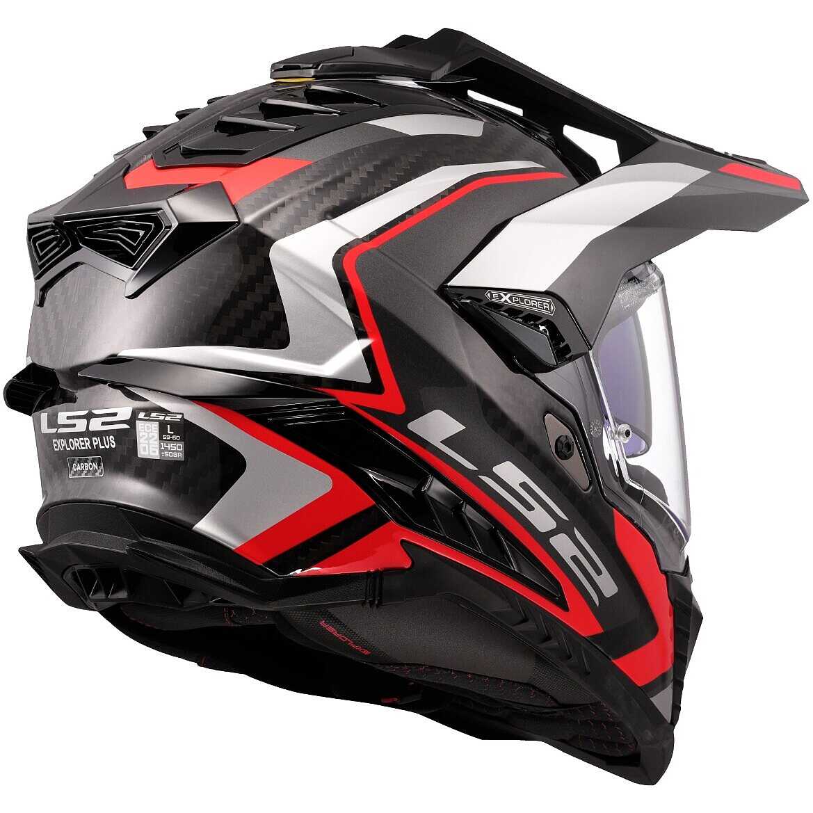 LS2 MX701 EXPLORER C FRONTIER II Red Carbon Off-Road Full Face ...