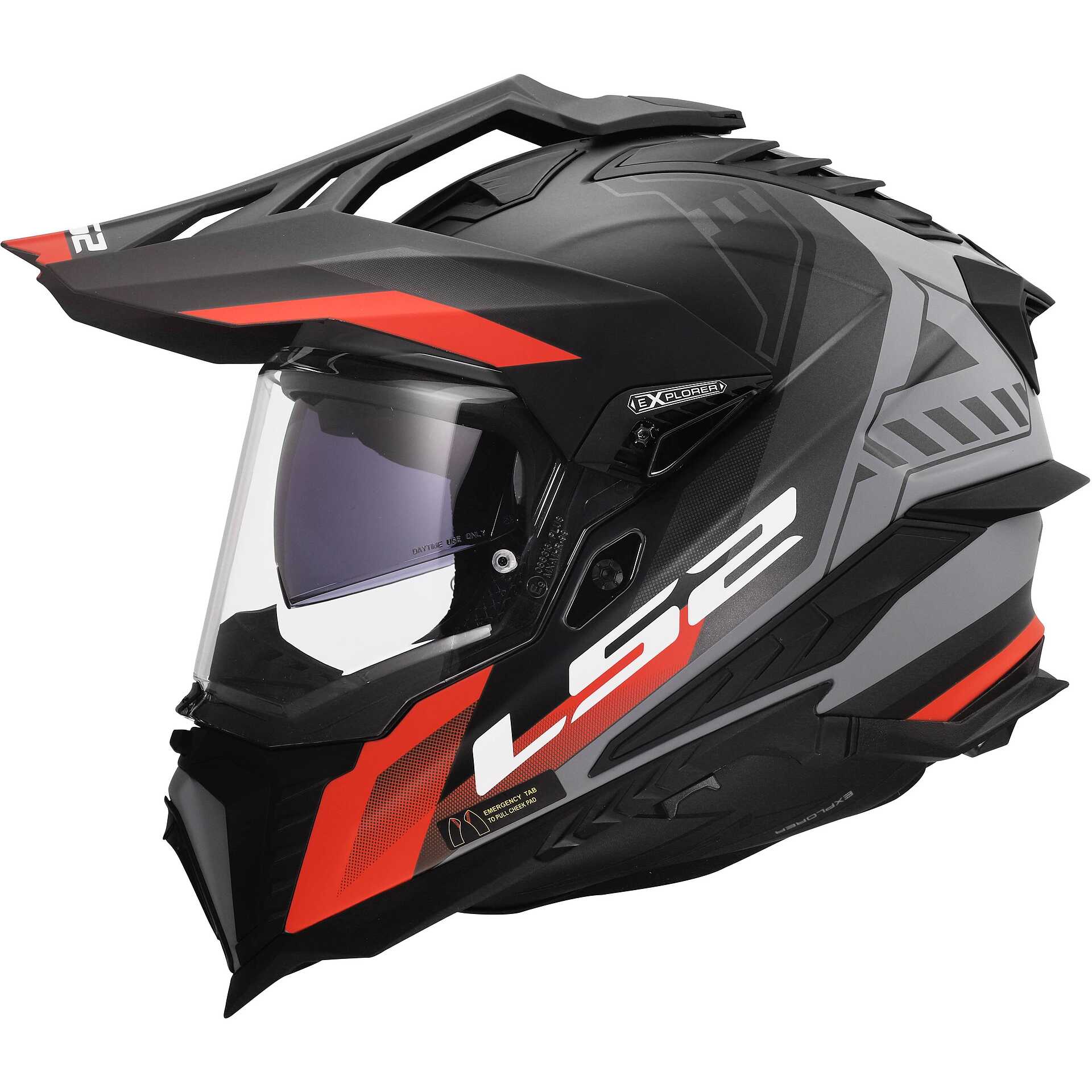 LS2 MX701 EXPLORER HEXA Adventure Motorcycle Helmet Black Red Grey For ...