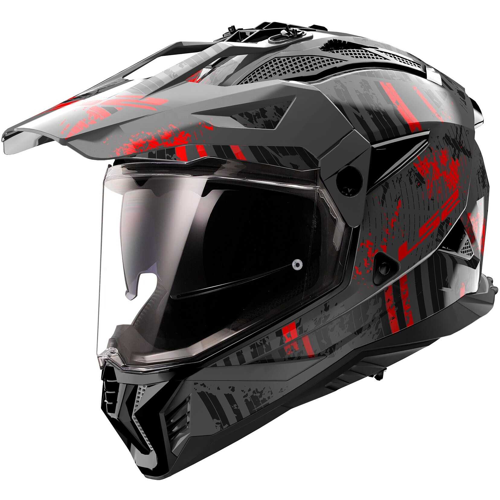 Ls2 MX702 PIONEER 2 CRAZY Adventure Motorcycle Helmet Black Gray Red For Sale Online Outletmoto.eu