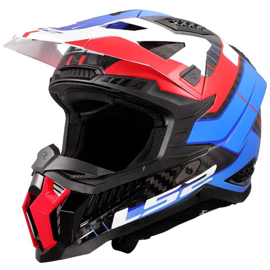 LS2 MX703 X-FORCE GALUO Cross Enduro Motorcycle Helmet White Red Blue ...