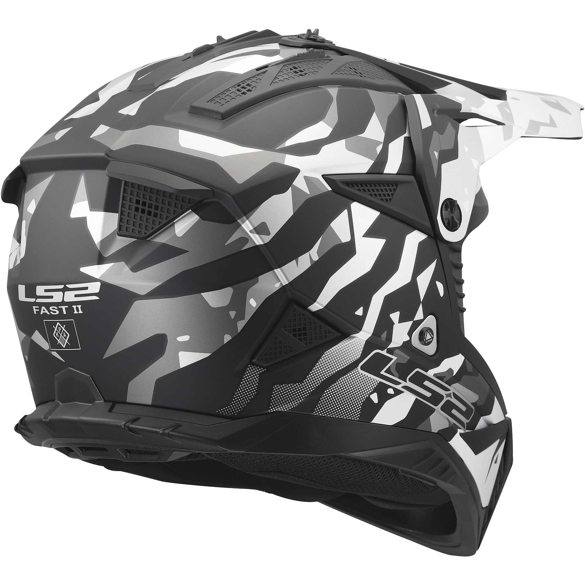 LS2 MX708 FAST II GROTESK Cross Enduro Motorcycle Helmet Black Grey For ...