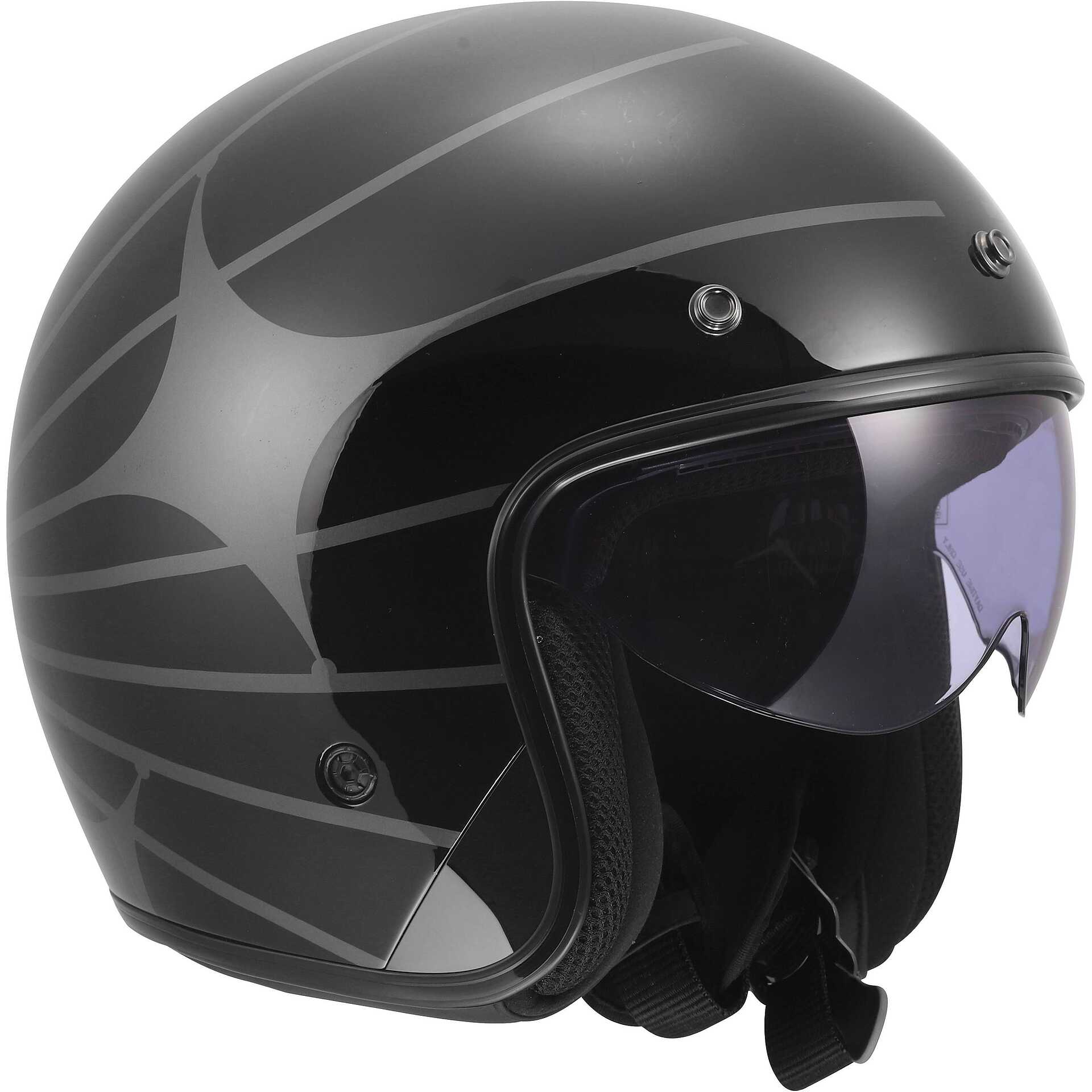 LS2 OF601 BOB II COSMIC Jet Motorcycle Helmet Black Grey For Sale ...