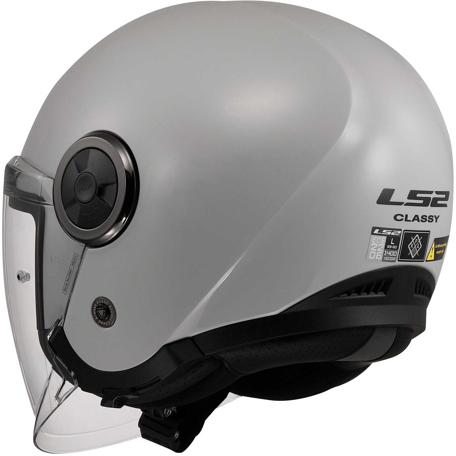 Ls2 OF620 CLASSY SOLID Motorcycle Jet Helmet Pearl Grey For Sale Online - Outletmoto.eu