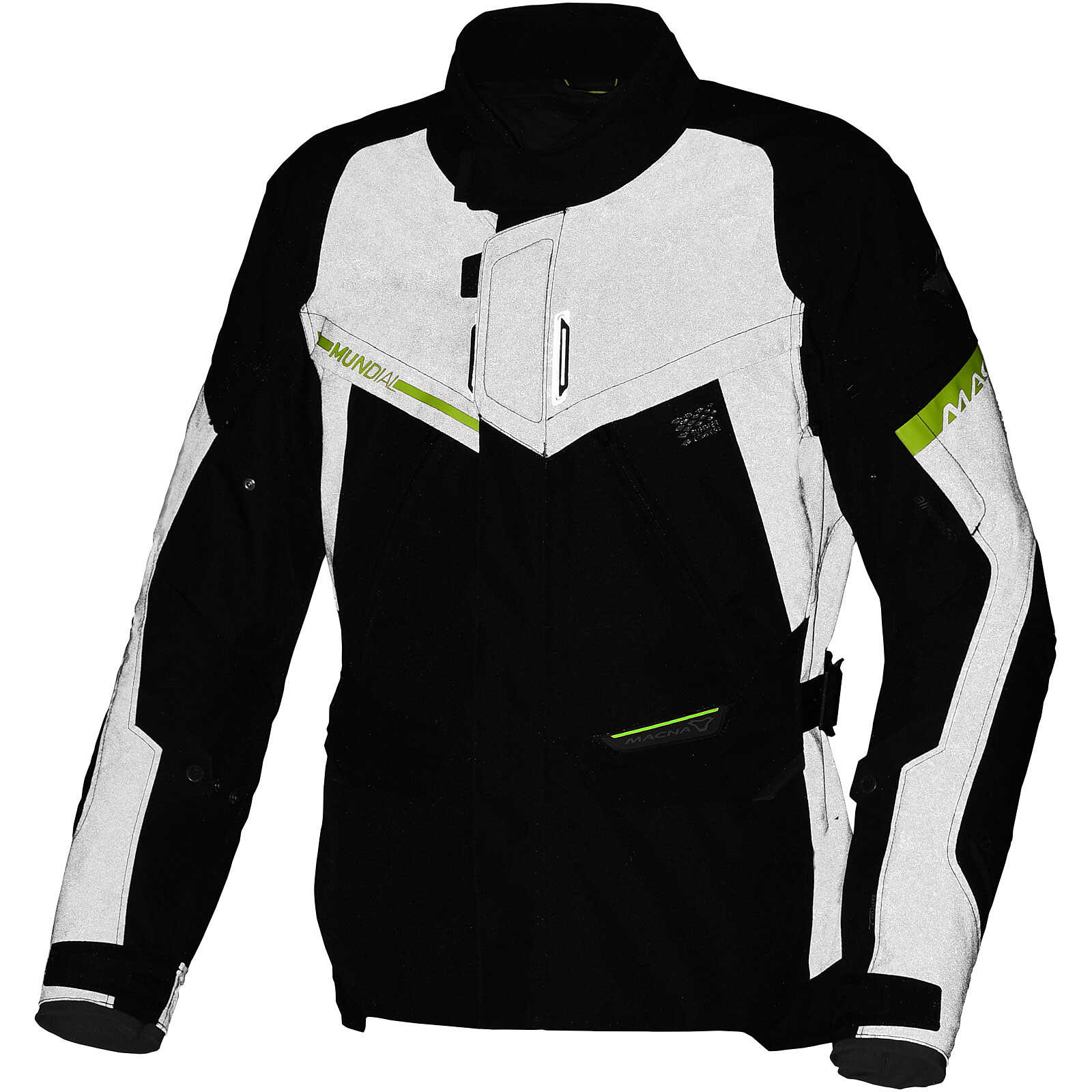 Macna Mundial Night Eye Motorcycle Jacket Grey Black Fluorescent Yellow ...