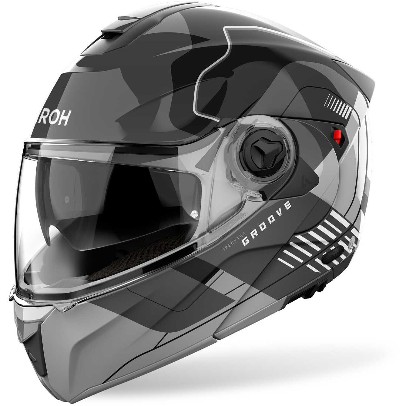 Modular Motorcycle Helmet P/J Airoh SPECKTRE GROOVE Glossy Grey For ...