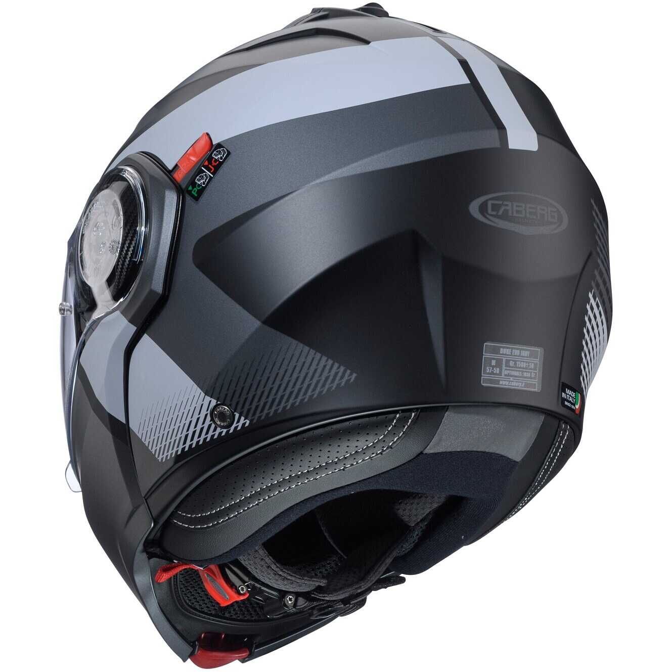 Modular Motorcycle Helmet P/J Caberg DUKE EVO INDY Matt Black Gun Metal ...