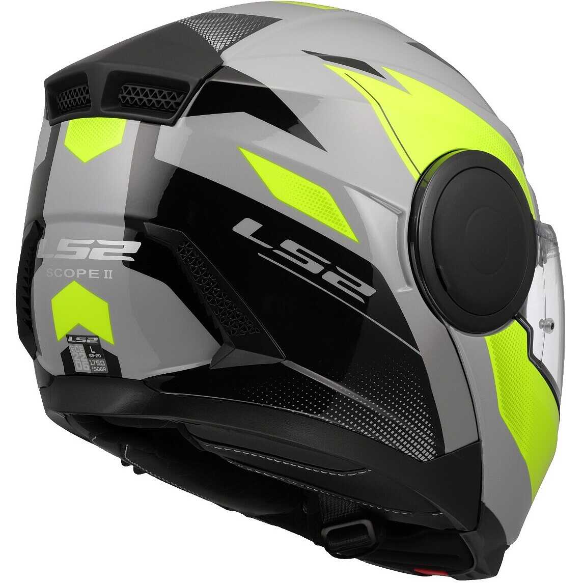 Modular Motorcycle Helmet P/J LS2 FF902 SCOPE II DURIA Grey Fluorescent ...