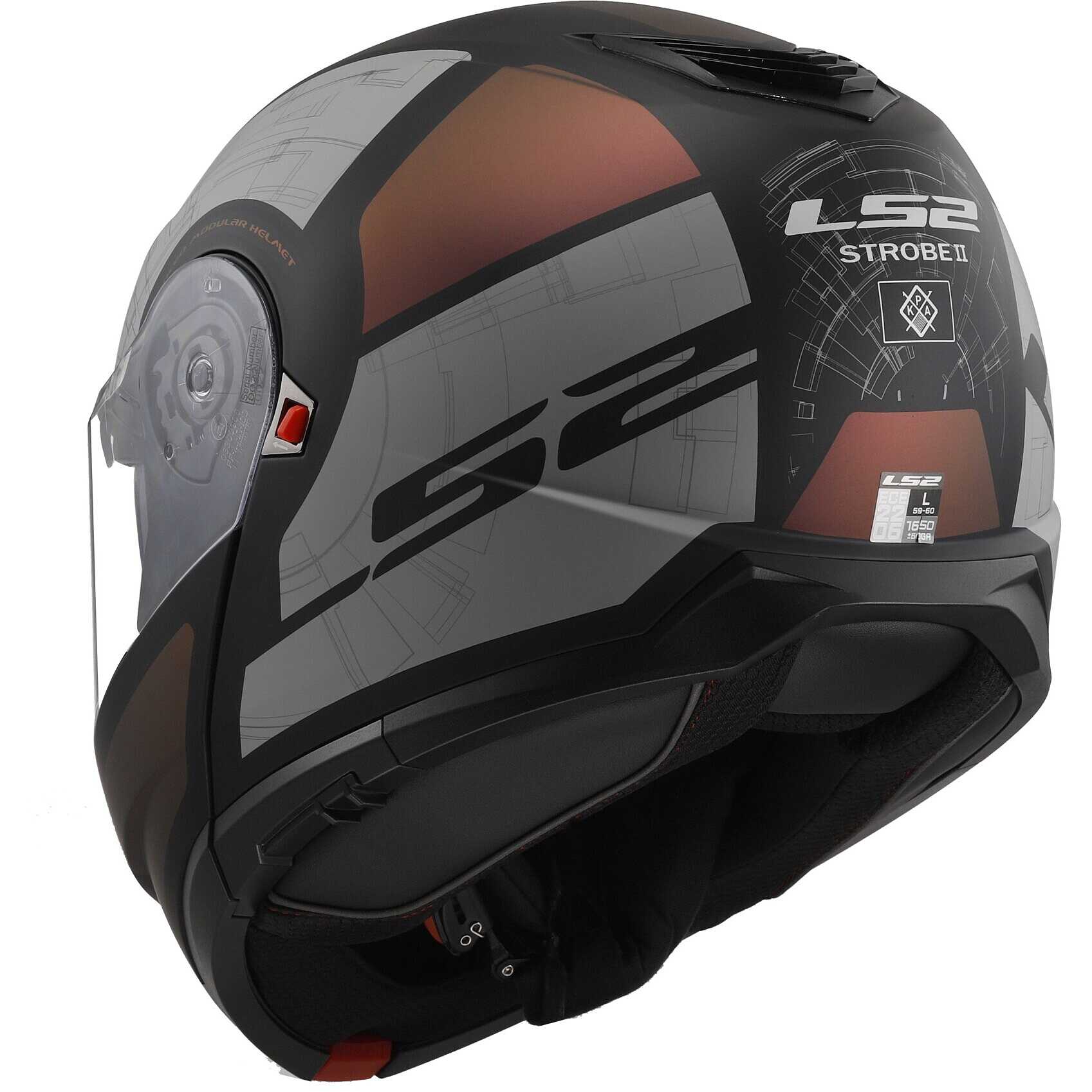 Modular Motorcycle Helmet P / J Ls2 FF908 STROBE II ORION Matt Black ...