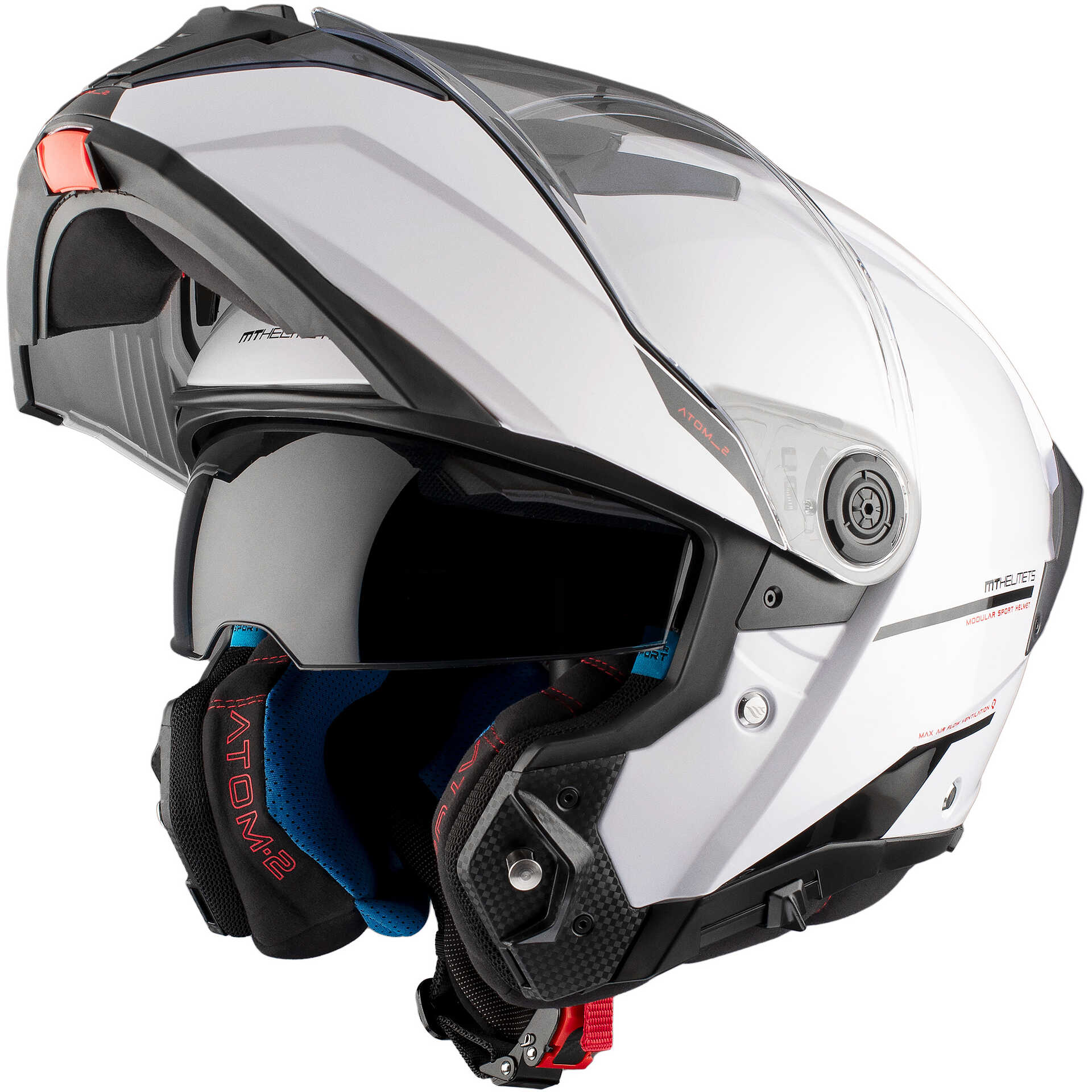 Modular Motorcycle Helmet P/J Mt Helmets ATOM 2 SV SOLID A0 Gloss White ...