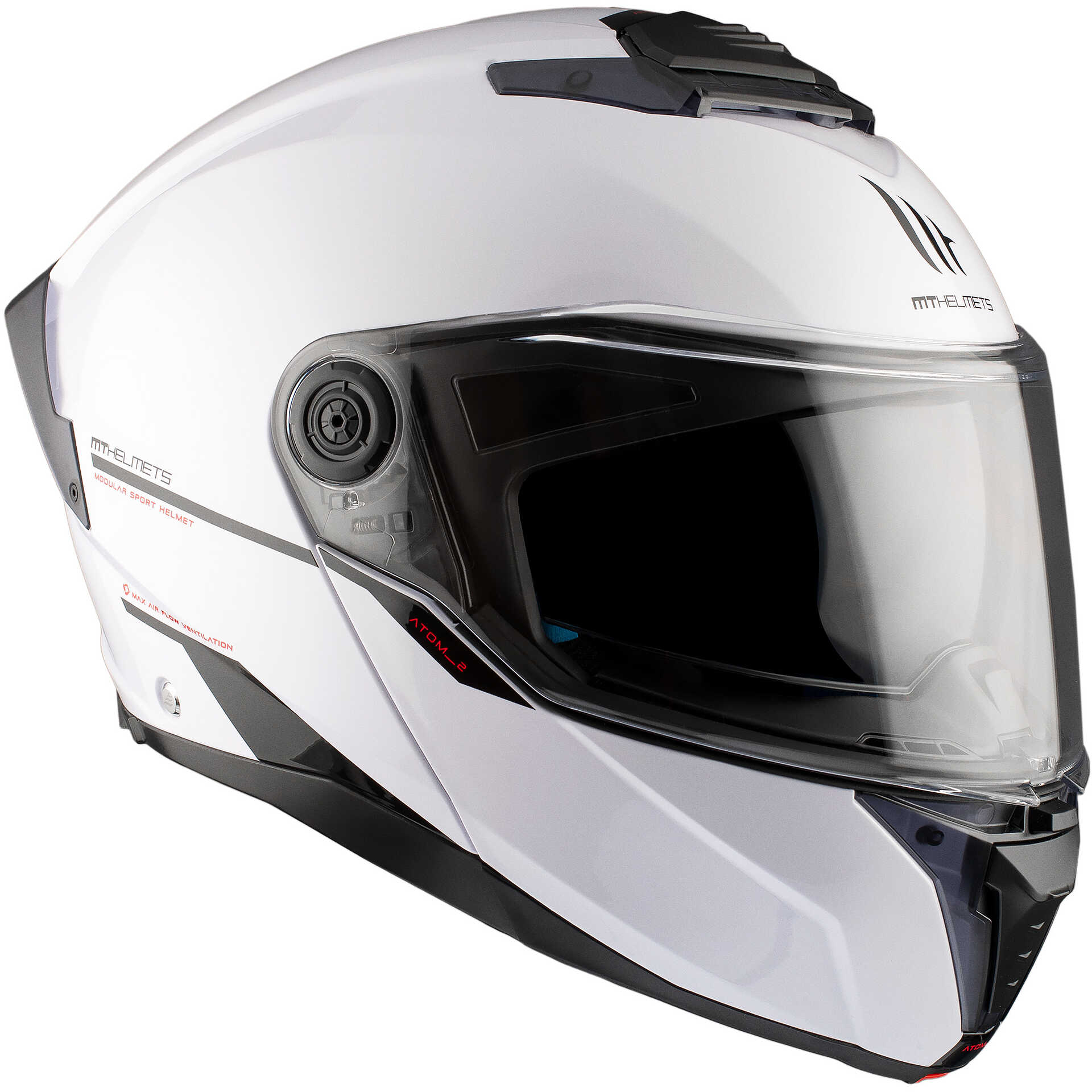 Modular Motorcycle Helmet P/J Mt Helmets ATOM 2 SV SOLID A0 Gloss White ...