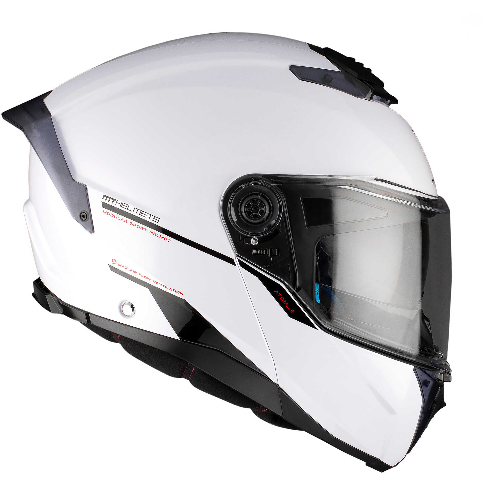 Modular Motorcycle Helmet P/J Mt Helmets ATOM 2 SV SOLID A0 Gloss White ...