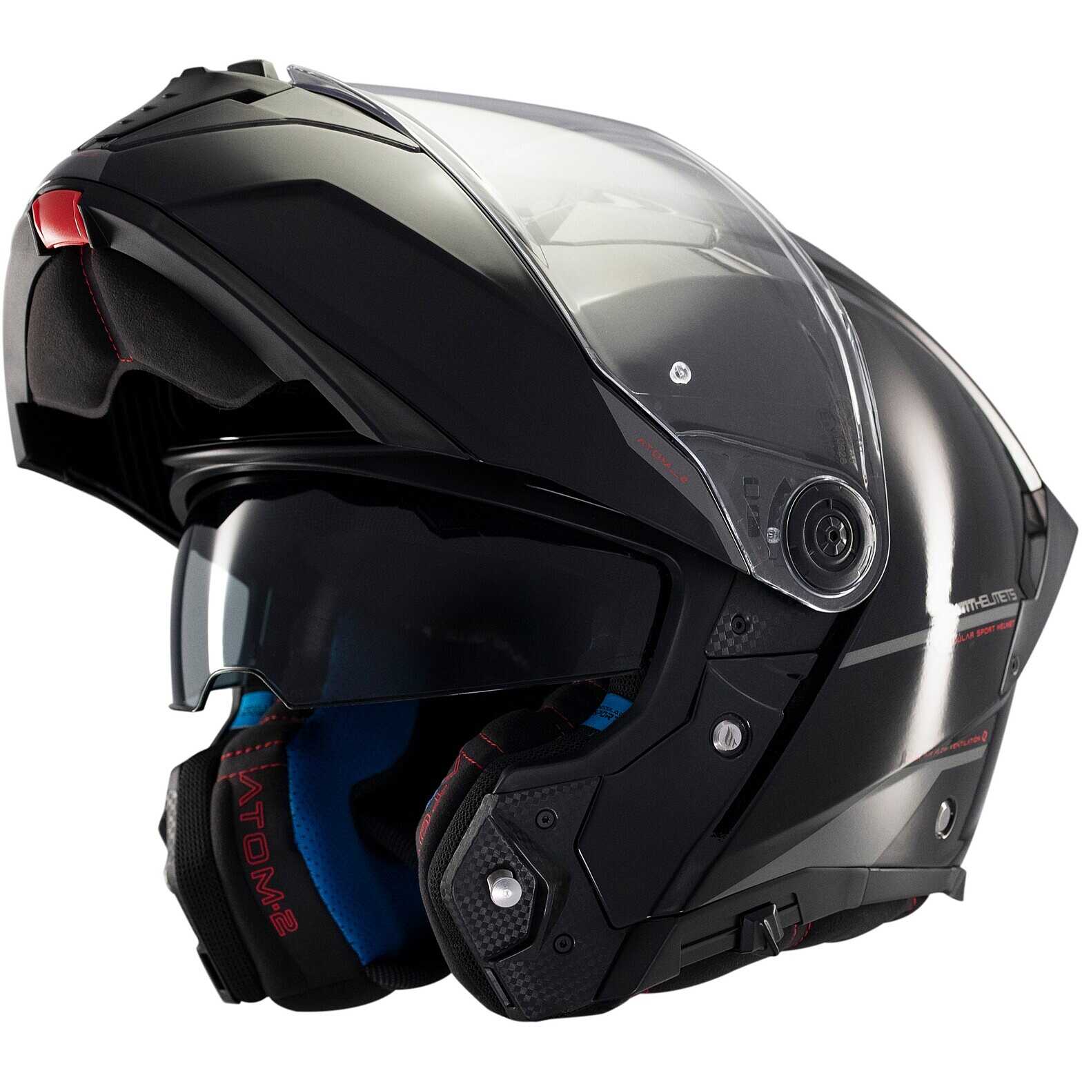 Modular Motorcycle Helmet P/J Mt Helmets ATOM 2 SV SOLID A1 Gloss Black ...