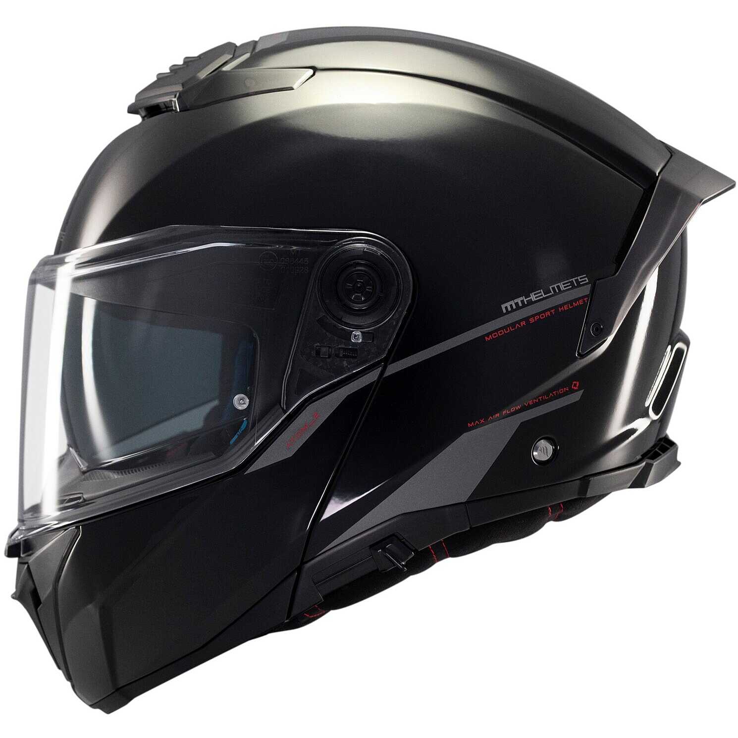 Modular Motorcycle Helmet P/J Mt Helmets ATOM 2 SV SOLID A1 Gloss Black ...