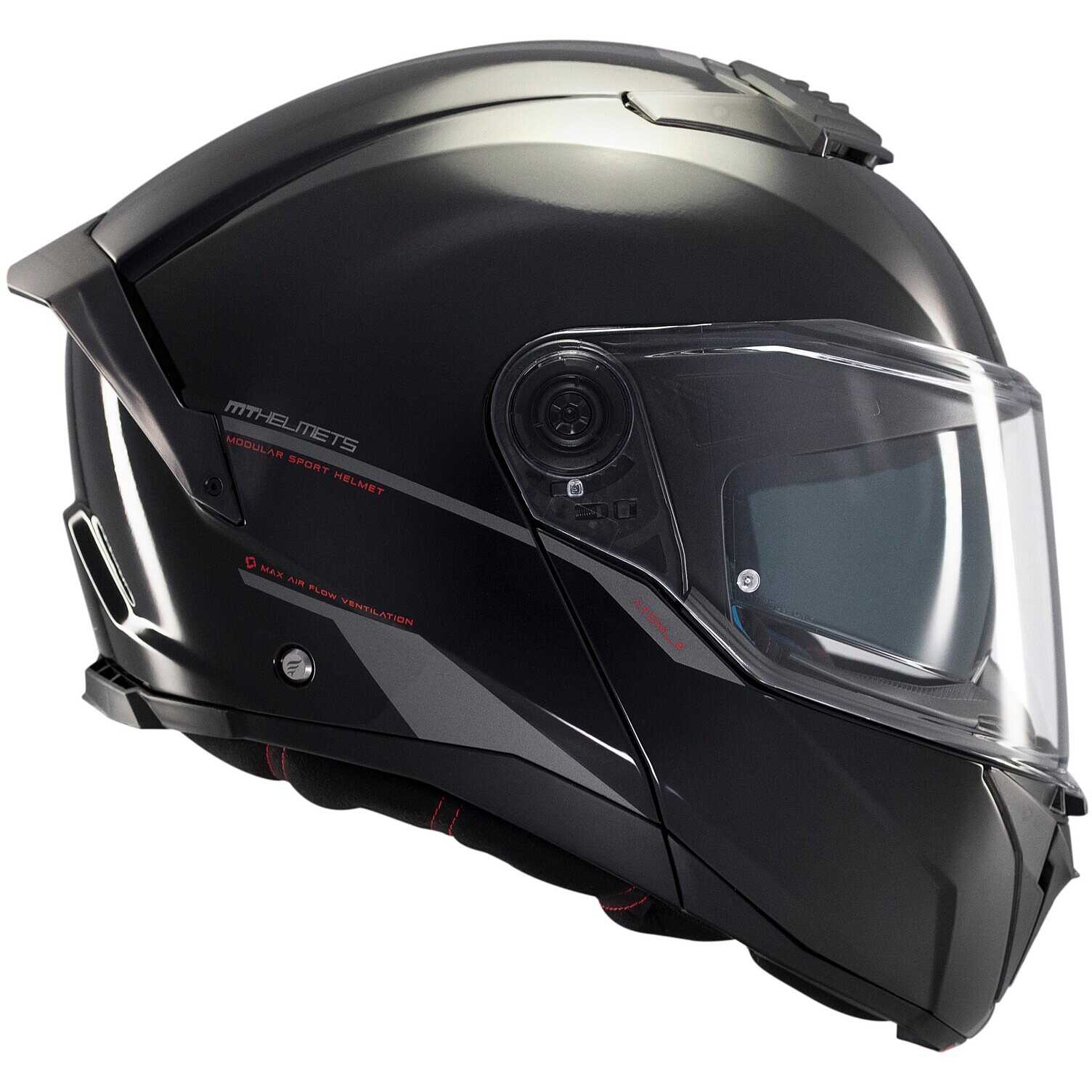 Modular Motorcycle Helmet P/J Mt Helmets ATOM 2 SV SOLID A1 Gloss Black ...