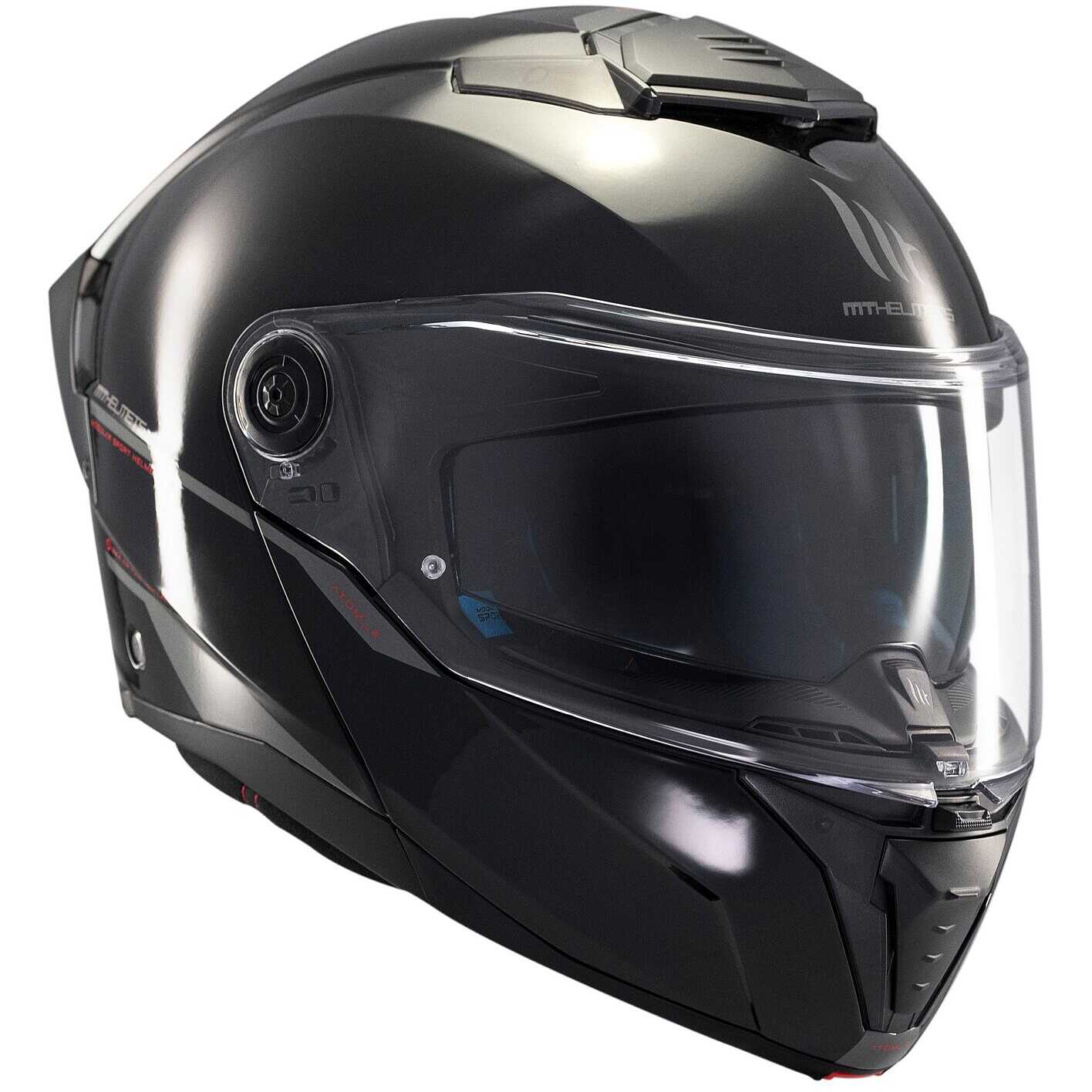 Modular Motorcycle Helmet P/J Mt Helmets ATOM 2 SV SOLID A1 Gloss Black ...