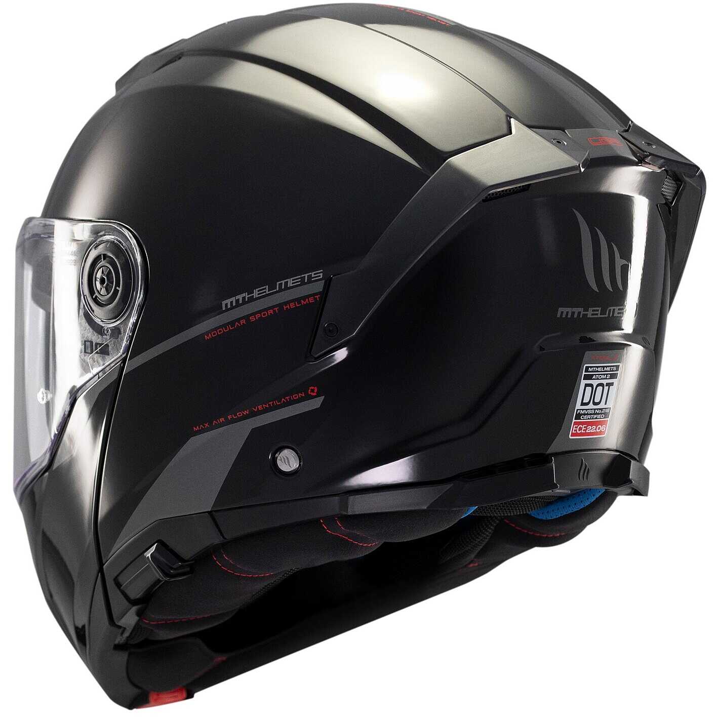 Modular Motorcycle Helmet P/J Mt Helmets ATOM 2 SV SOLID A1 Gloss Black ...
