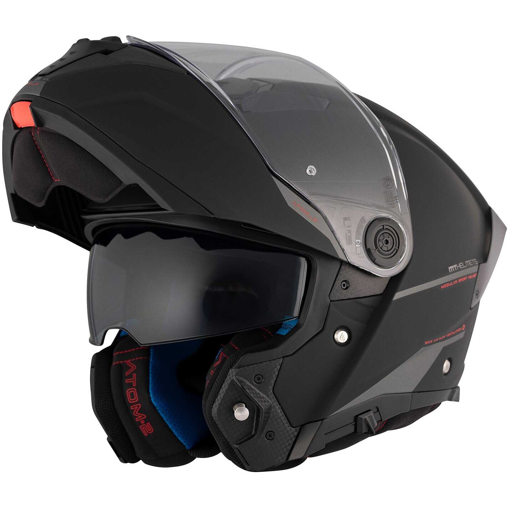 Modular Motorcycle Helmet P/J Mt Helmets ATOM 2 SV SOLID A1 Matt Black ...