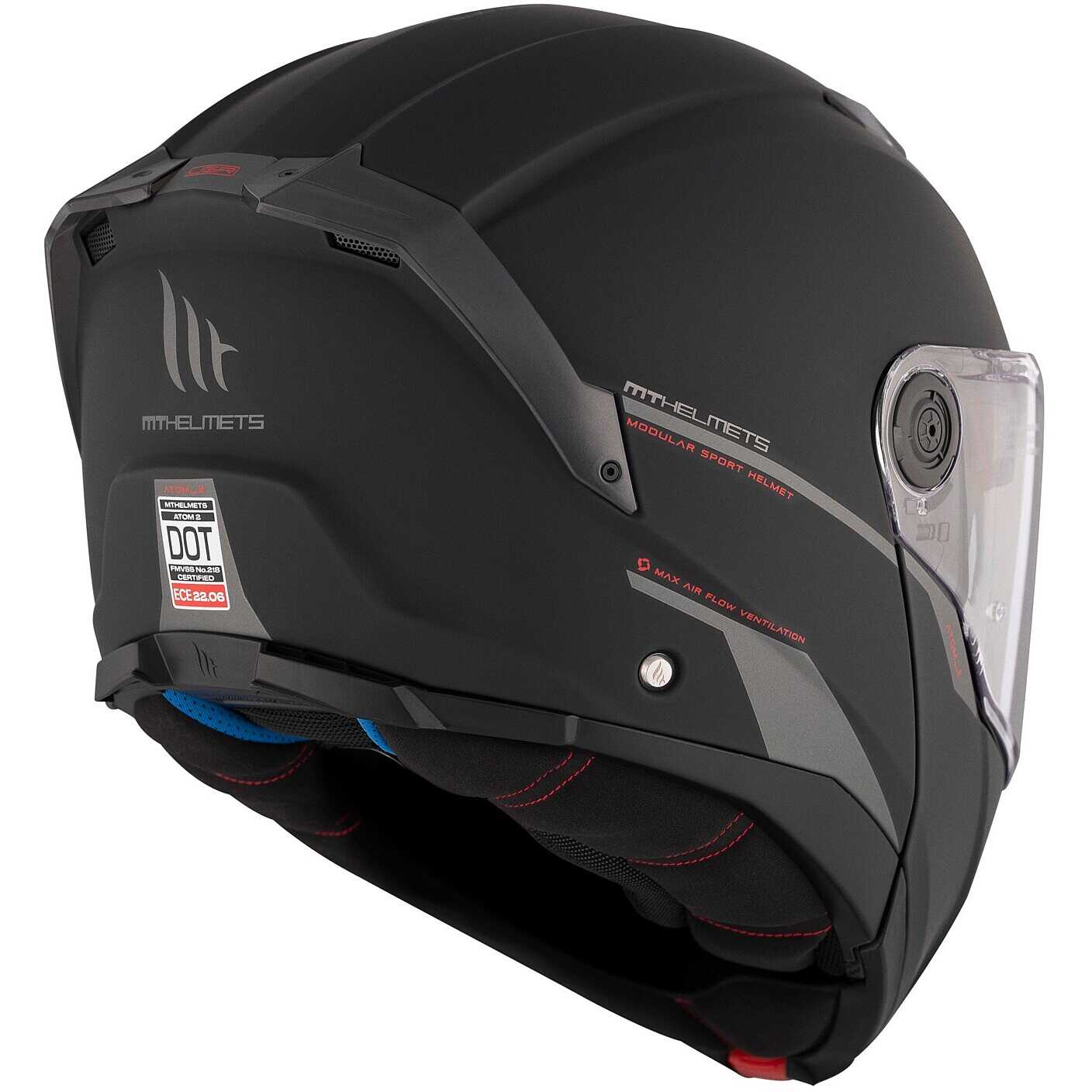 Modular Motorcycle Helmet P/J Mt Helmets ATOM 2 SV SOLID A1 Matt Black ...