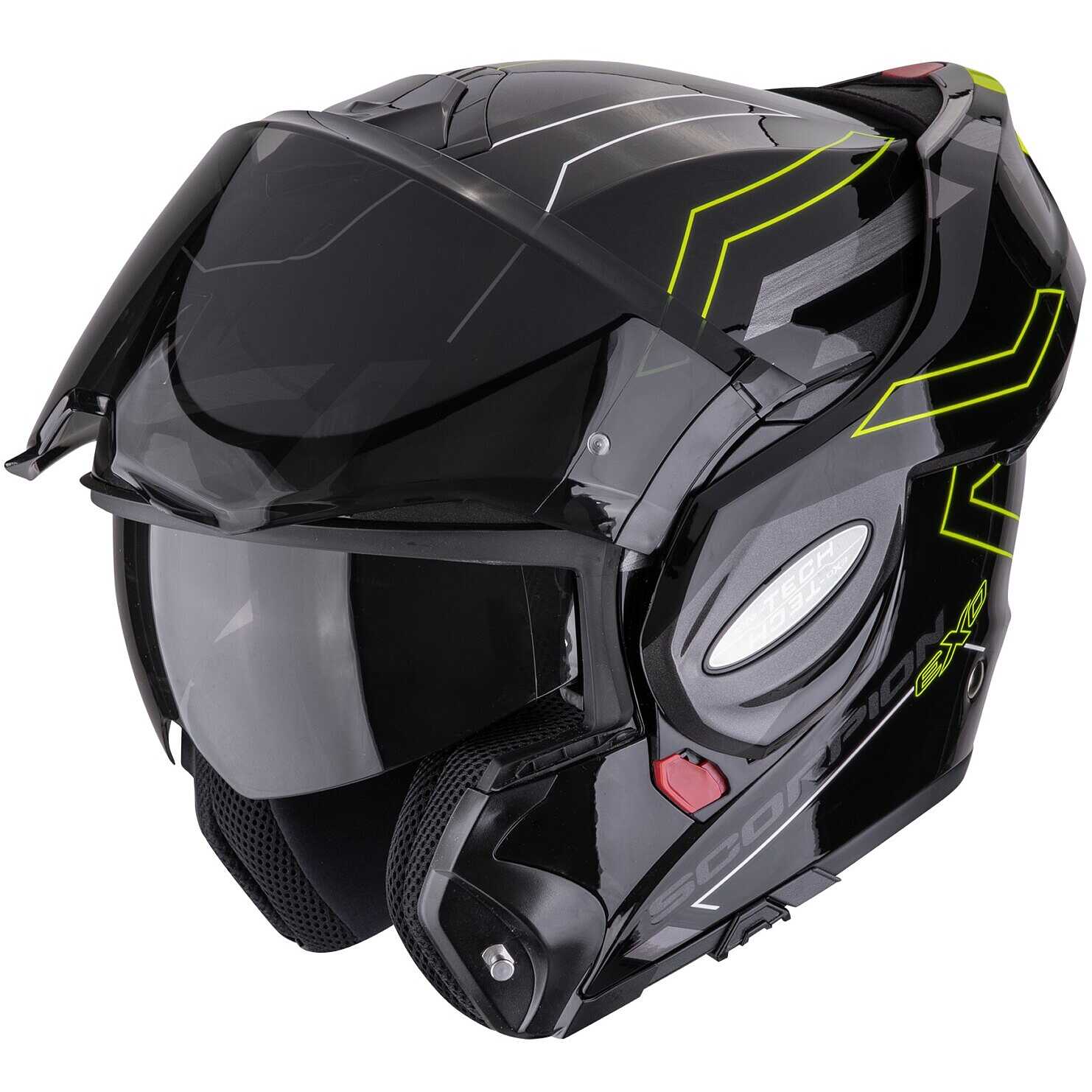 Modular Motorcycle Helmet P/J Scorpion EXO-TECH EVO CONQUER Black Neon ...