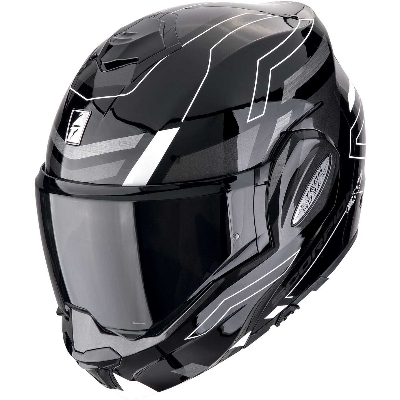 Modular Motorcycle Helmet P/J Scorpion EXO-TECH EVO CONQUER Black White ...