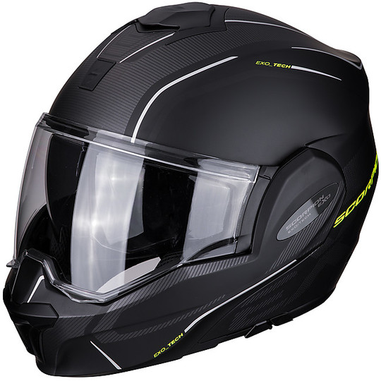 Modular Motorcycle Helmet Scorpion EXO TECH Time-Off Matt Black Fluo ...