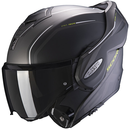 Modular Motorcycle Helmet Scorpion EXO TECH Time-Off Matt Black Fluo ...