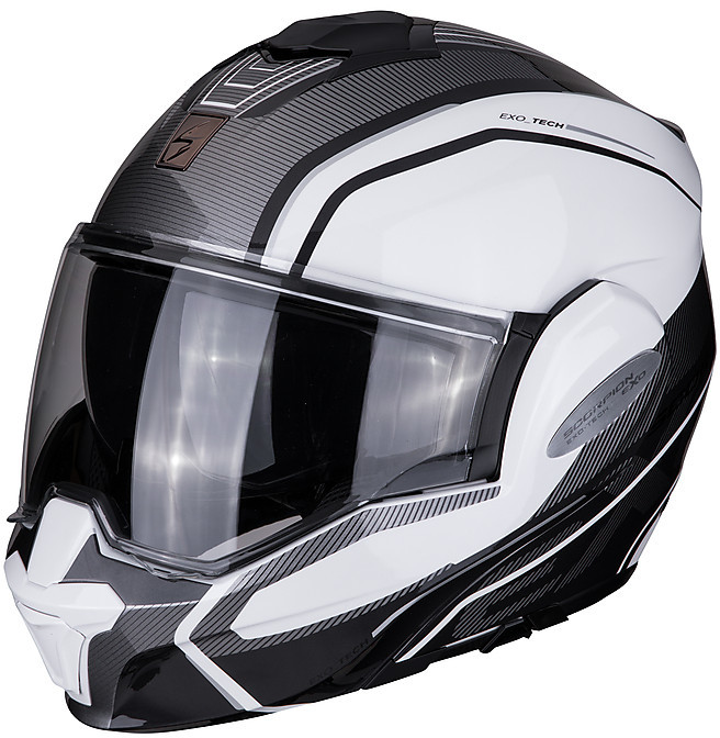 Modular Motorcycle Helmet Scorpion EXO TECH Time-Off White Pearl Silver ...