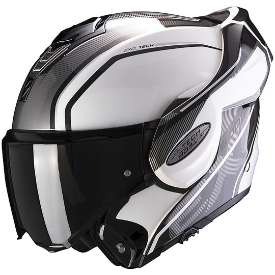 Modular Motorcycle Helmet Scorpion EXO TECH Time-Off White Pearl Silver ...