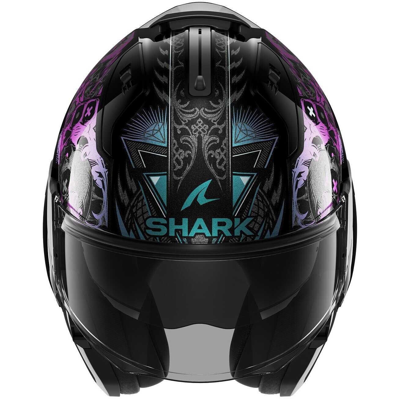 Modularer Motorradhelm P / J Shark EVO ES K-ROZEN Schwarz Lila Glitter ...