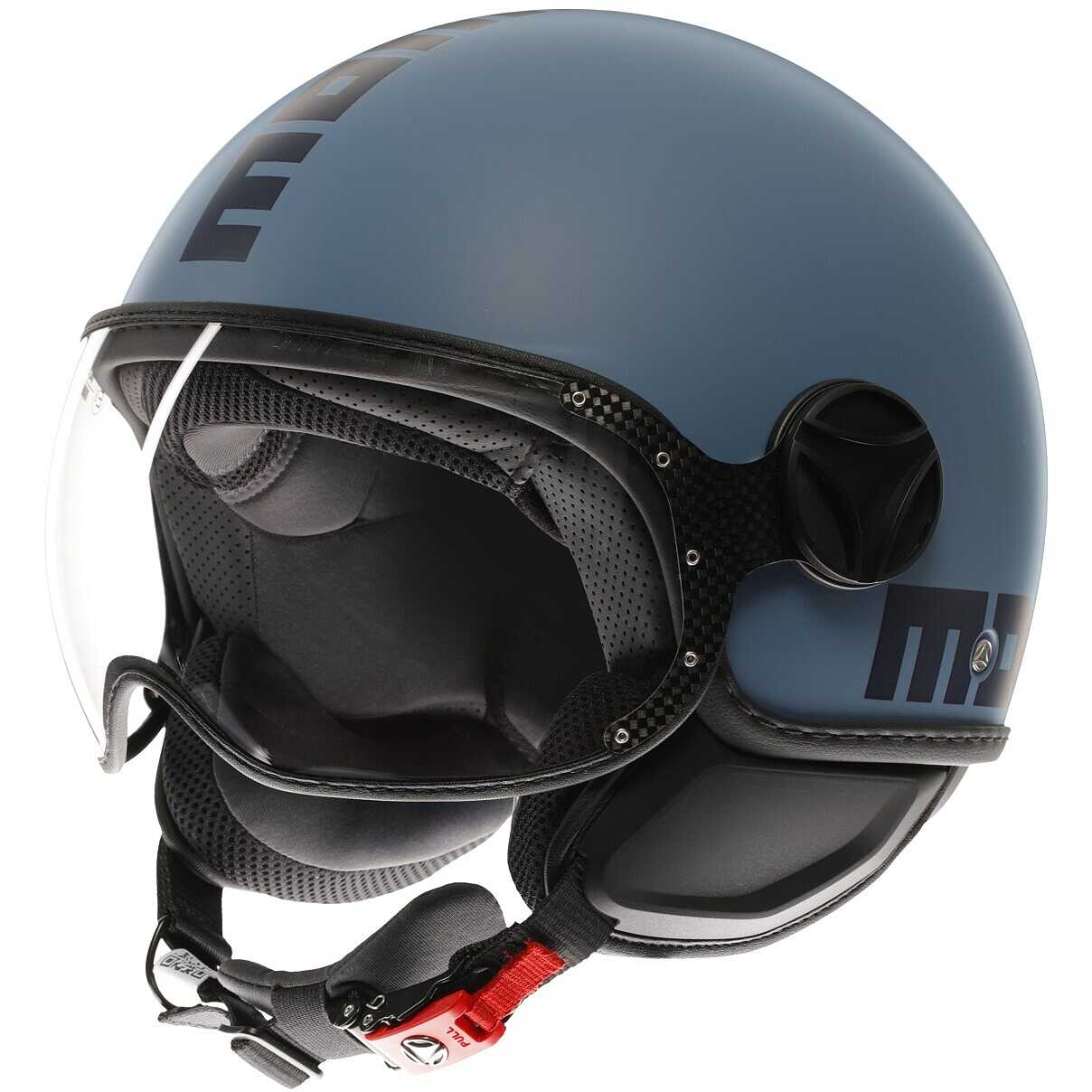 Momo Design FGTR CLASSIC Mono Dusty Matt Blue Jet Motorcycle Helmet For ...