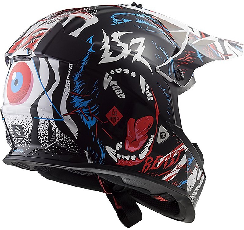 Moto Cross Enduro Helm LS2 MX437 Schnell Beast Schwarz Weiß Online ...