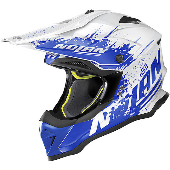 Moto Cross Enduro Helmet Nolan N53 SAVANNAH 067 White Metal Blue For ...