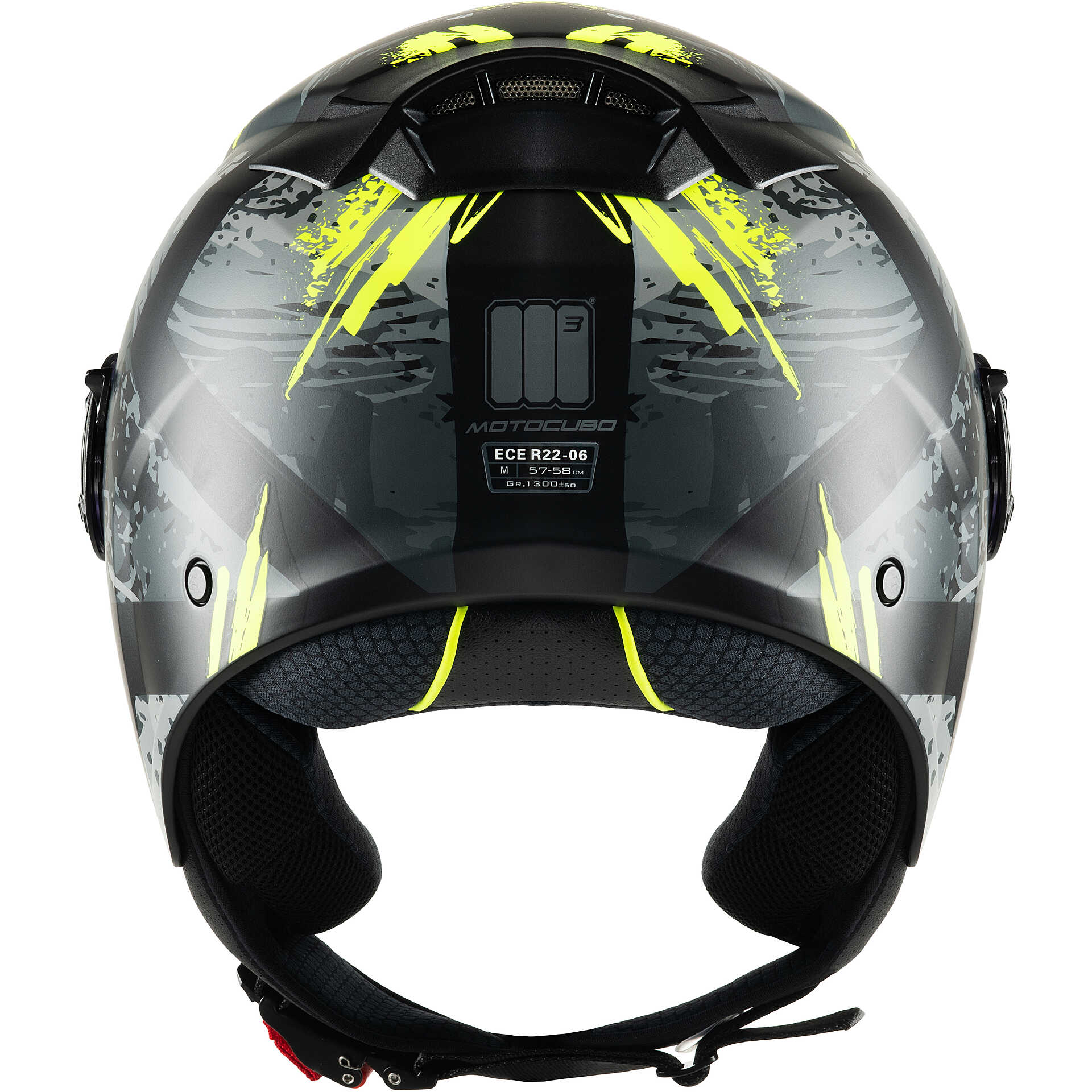 Motocubo 705 JOKER Jet Motorcycle Helmet Matt Black Grey Yellow (22.06 ...
