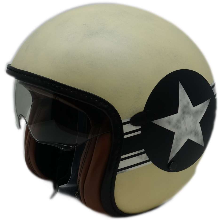 Motorcycle Helmet Jet Custom Premier VINTAGE STAR OLD BEIGE Limited ...