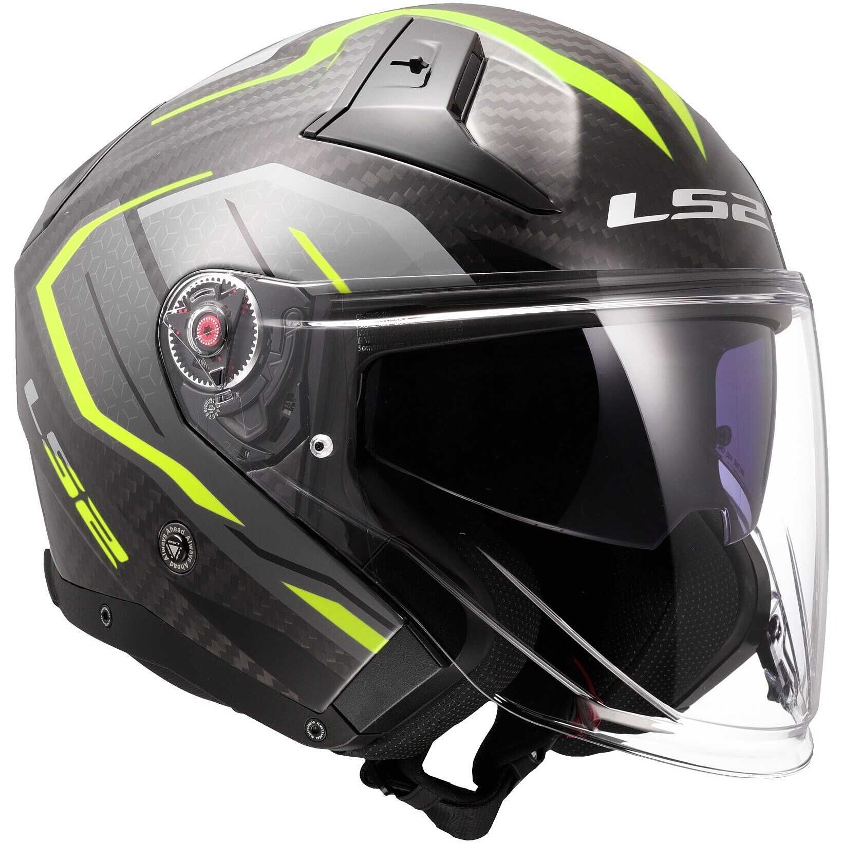 Motorcycle Jet Helmet LS2 OF603 INFINITY 2 CARBON URUS Fluo Yellow For ...