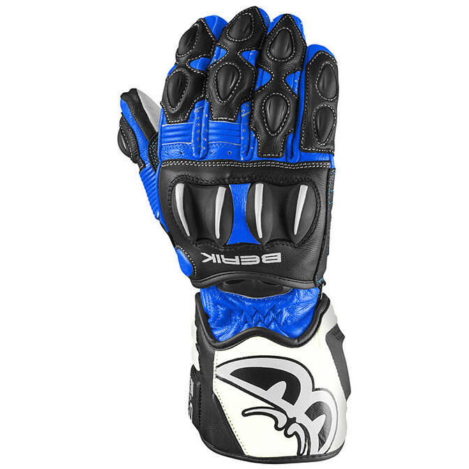 Motorcycle Racing Gloves In Leather Berik 2.0 195106 Pista Black Blue White Certified For Sale ...