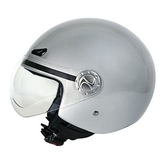 Motorrad Helm Jet mit Visier Gewölbte Silber Online-Verkauf - Outletmoto.eu
