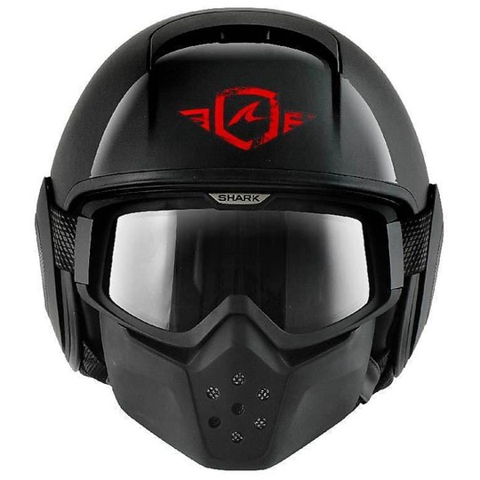 Motorrad-Helm mit Schutzbrille-Jet Shark RAW TRINITY Schwarz Rot Online ...