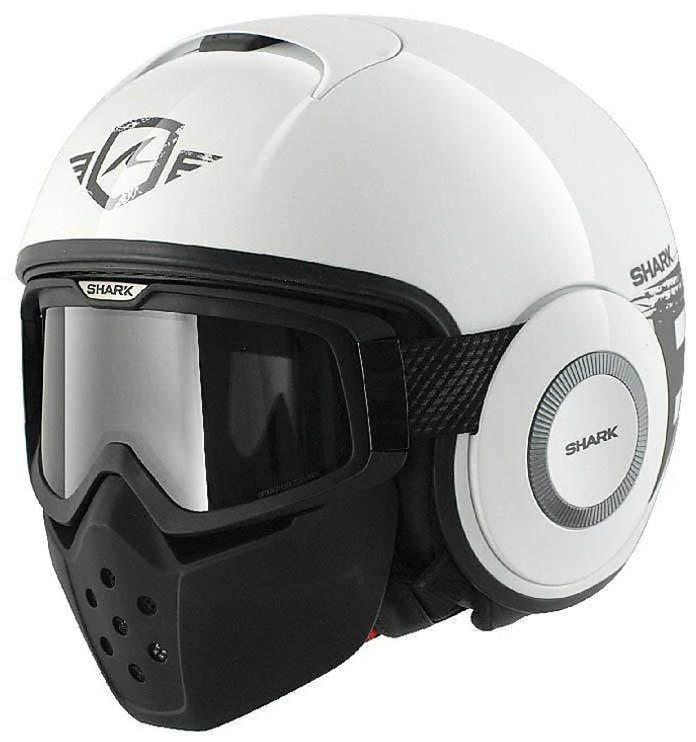 Motorrad Helm mit Schutzbrille Jet Shark RAW TRINITY Weiss Anthrazit Online Verkauf Outletmoto.eu