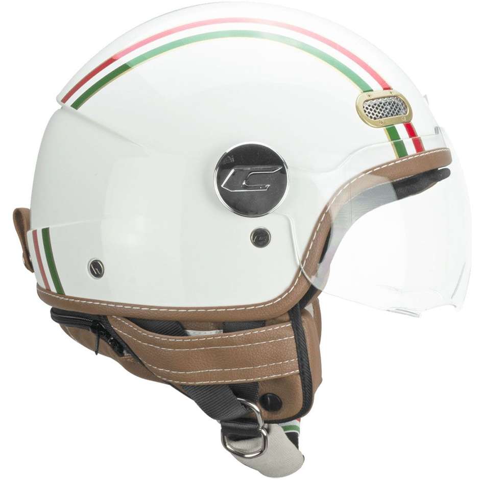 Motorradhelm Jet CGM GLOBO Italien Weiß Grün Rot Geformtes Visier ...