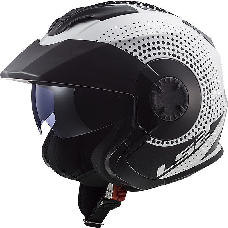 Motorradhelm Jet Doppel Visier Ls2 OF570 VERSO Spin Weiß Schwarz Online ...