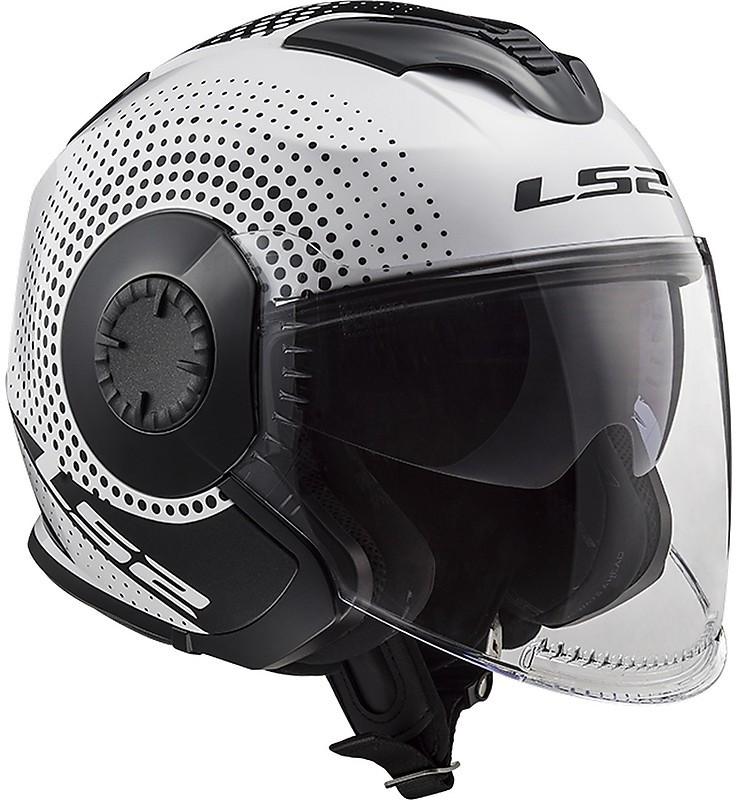 Motorradhelm Jet Doppel Visier Ls2 OF570 VERSO Spin Weiß Schwarz Online ...