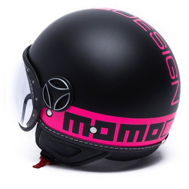 Motorradhelm Jet Momo Design FGTR Kämpfer FLUO Matt Schwarz Aufkleber ...