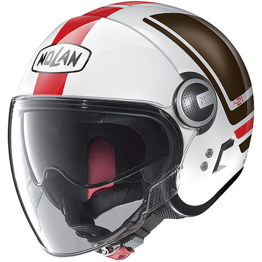 Motorradhelm Jet Nolan N21 VISIER FLYBRIDGE 064 Weiß Metall Rot Online ...
