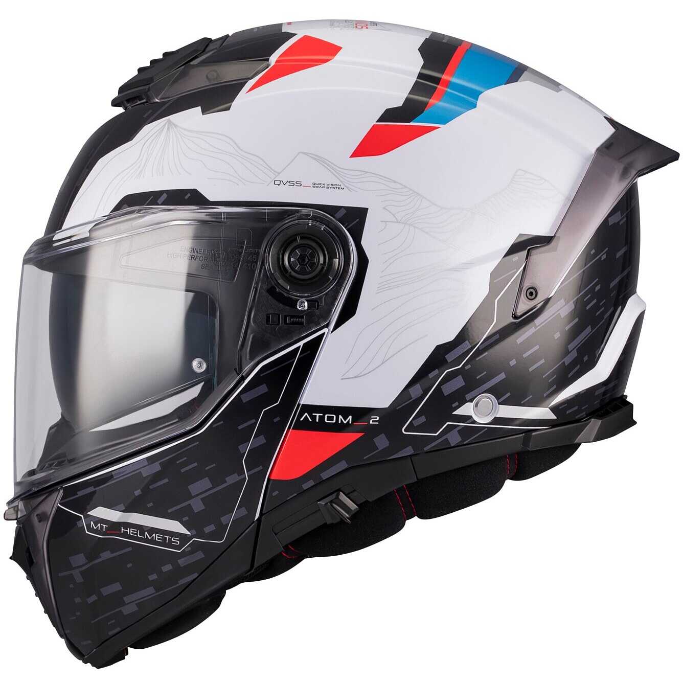 Mt Helmets ATOM 2 SV HIGHLANDS A7 Modular Motorcycle Helmet P/J White ...