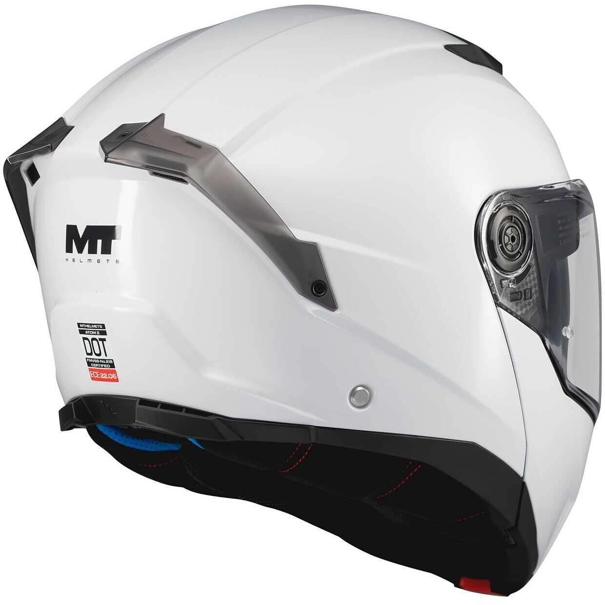 Mt Helmets ATOM 2 SV PURE A0 Modular Motorcycle Helmet P/J Gloss White ...