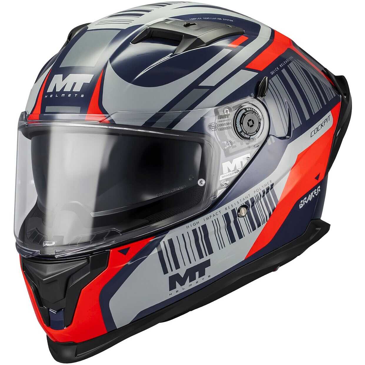 Mt Helmets BRAKER SV COCKPIT C5 Full Face Motorcycle Helmet Orange Grey ...