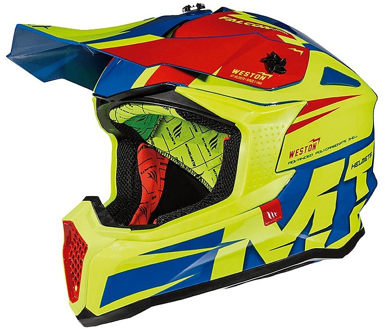 MT Helmets FALCON Weston C1 Cross Enduro Casque de moto Jaune Fluo Vente en Ligne Outletmoto.eu